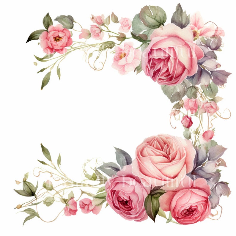20 X English Rose Floral Borders & Edges Downloadable Clipart - Etsy