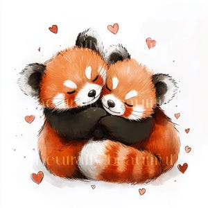 10 X Red Pandas & Hearts Clipart Bundle - High Quality Jpgs - Romantic ...
