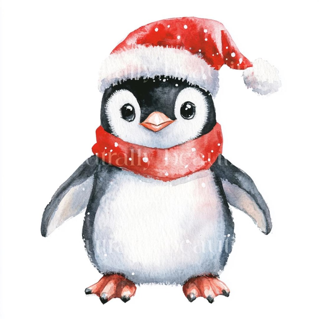 10 X Cute Christmas Penguins Clipart - High Quality Jpgs - Holidays ...