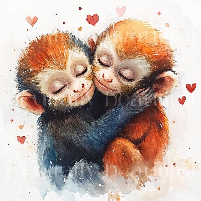 12 X Monkeys & Hearts Clipart Bundle - High Quality Jpgs - Romantic ...