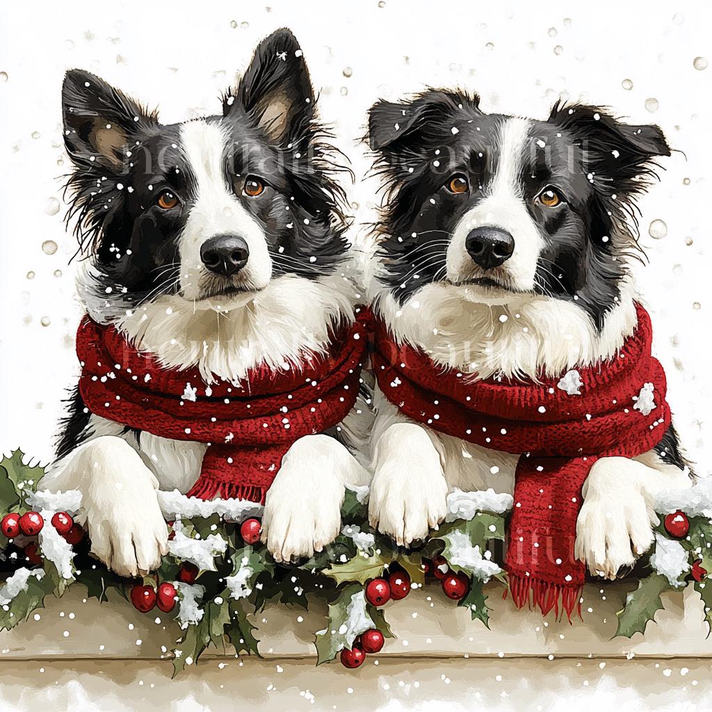 12 X Border Collie Dogs at Christmas Clipart Bundle - High Quality Jpgs ...