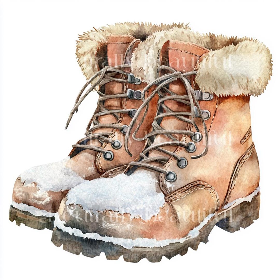 10 X Snowy Winter Walking Boots Clipart Bundle - High Quality 300DPI ...