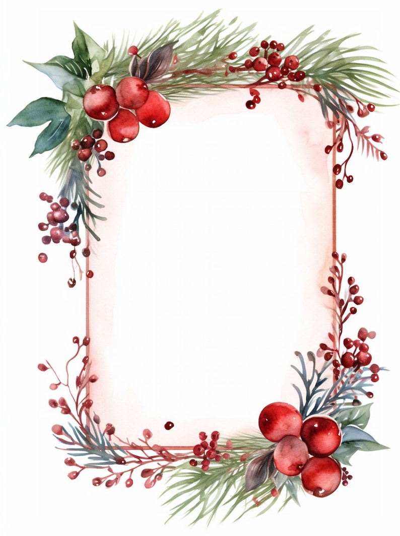 40 X Christmas Themed Borders & Edges Downloadable Papers - Watercolour ...