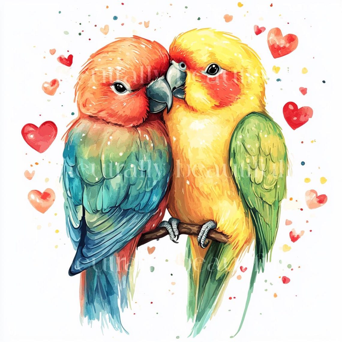 10 X Parrots & Hearts Clipart Bundle - High Quality Jpgs - Romantic ...