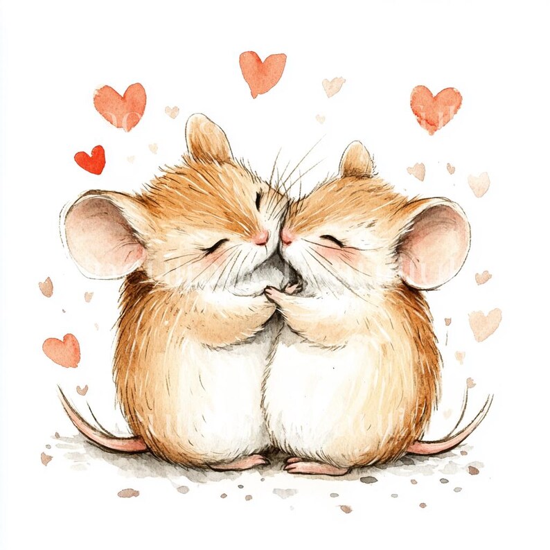 12 X Mice & Hearts Clipart Bundle - High Quality Jpgs - Romantic ...