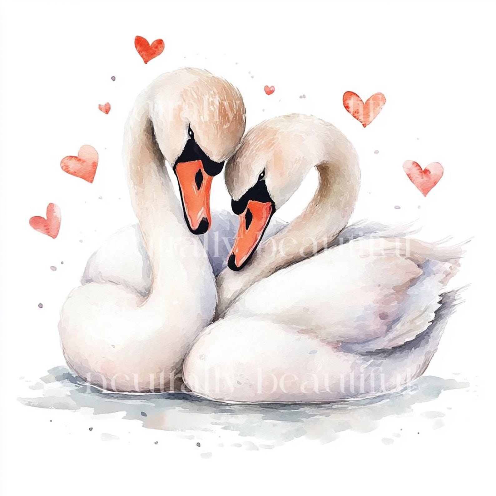 10 X Swans & Hearts Clipart Bundle - High Quality Jpgs - Romantic ...
