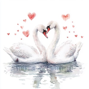 10 X Swans & Hearts Clipart Bundle - High Quality Jpgs - Romantic ...