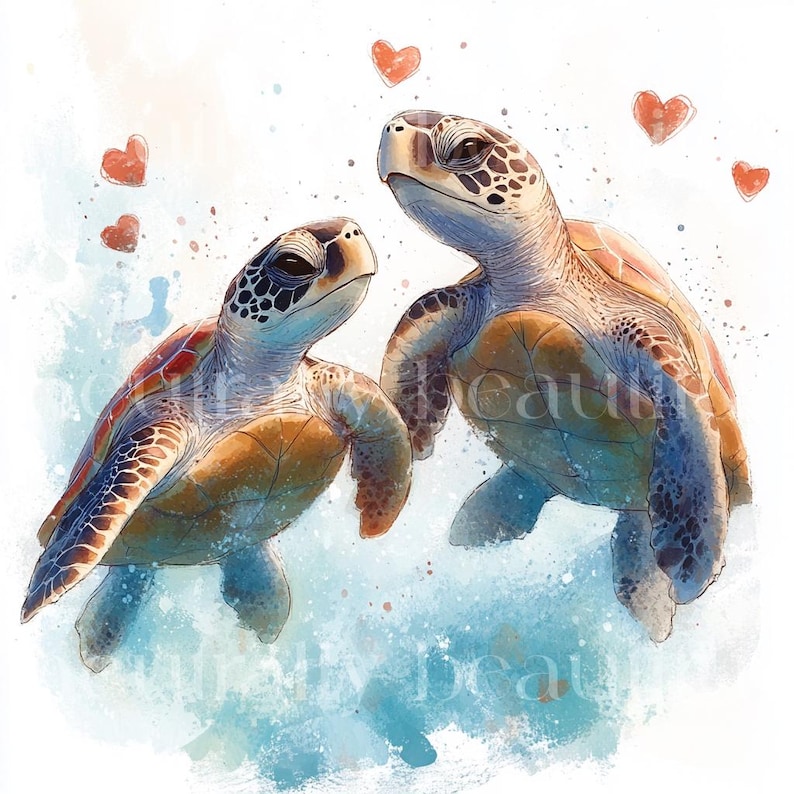 10 X Turtles & Hearts Clipart Bundle - High Quality Jpgs - Romantic ...
