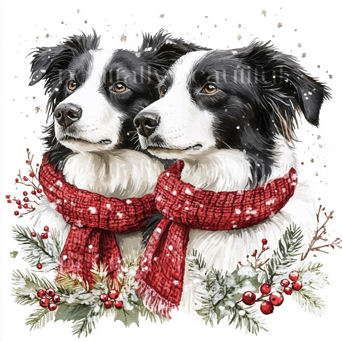 12 X Border Collie Dogs at Christmas Clipart Bundle - High Quality Jpgs ...