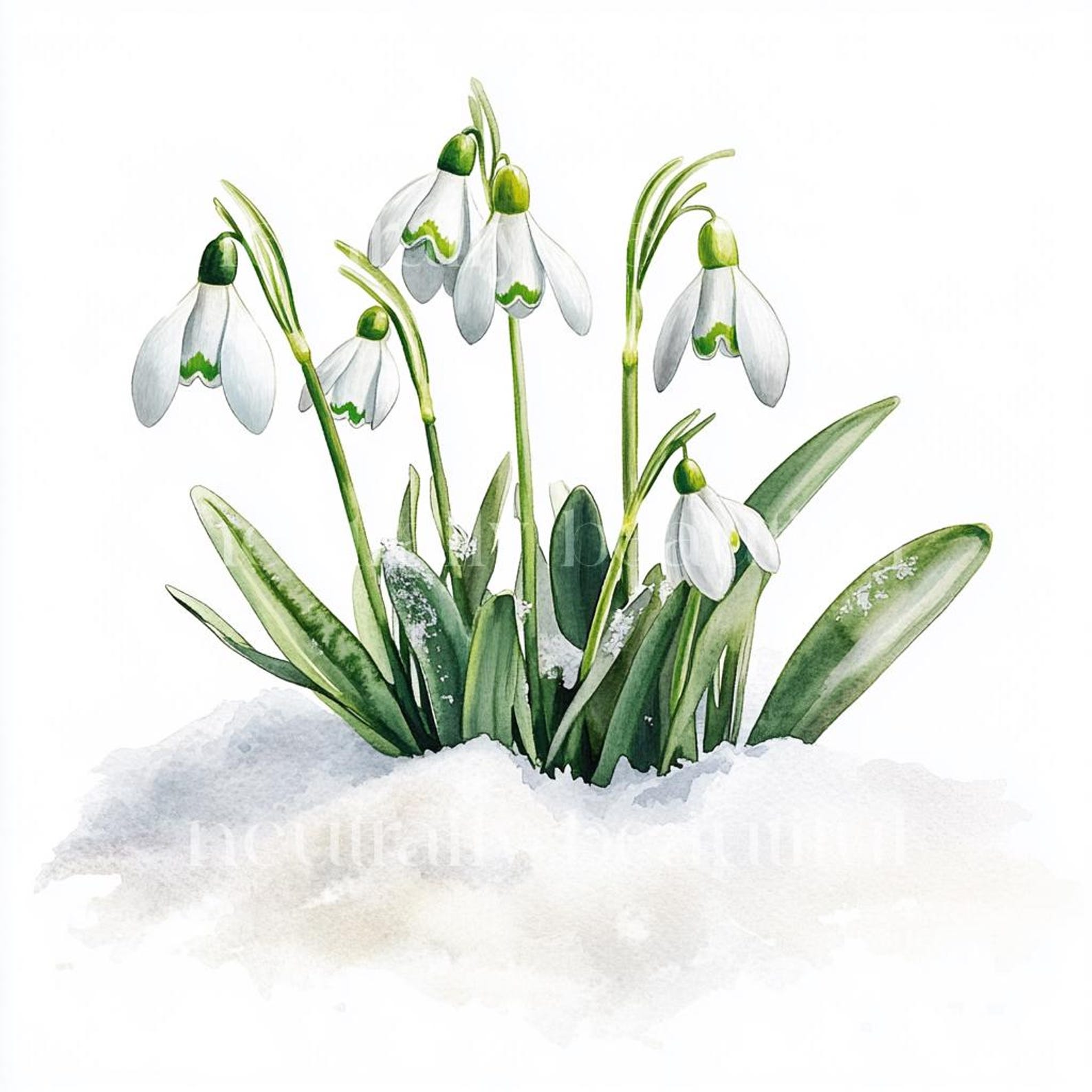 10 X Snowdrops Flowers Clipart Bundle - High Quality Jpgs - Snowdrops ...