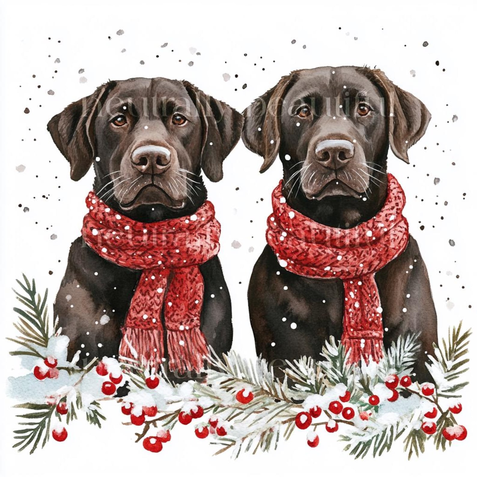 12 X Chocolate Labrador Dogs at Christmas Clipart Bundle - High Quality ...