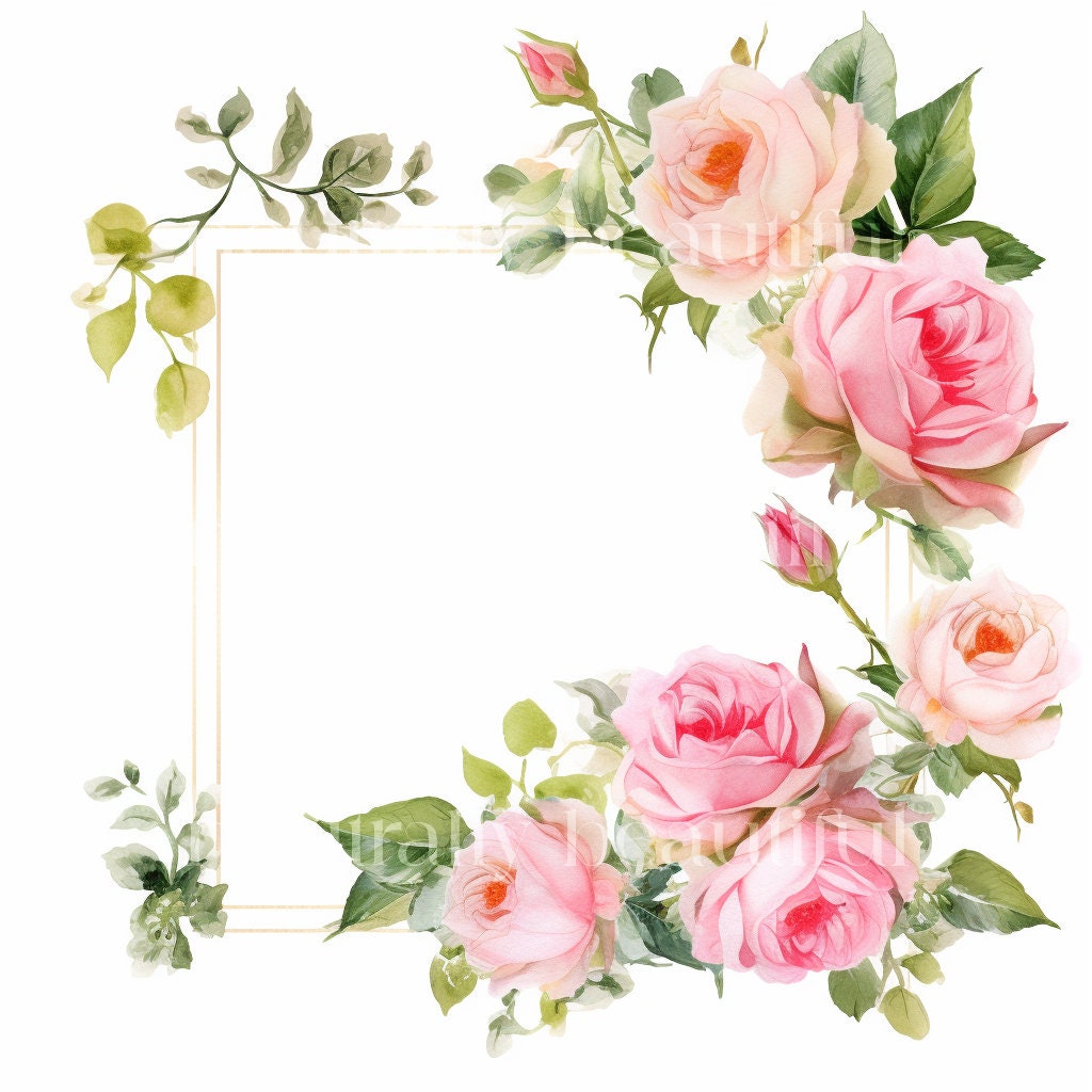 20 X English Rose Floral Borders & Edges Downloadable Clipart Floral ...