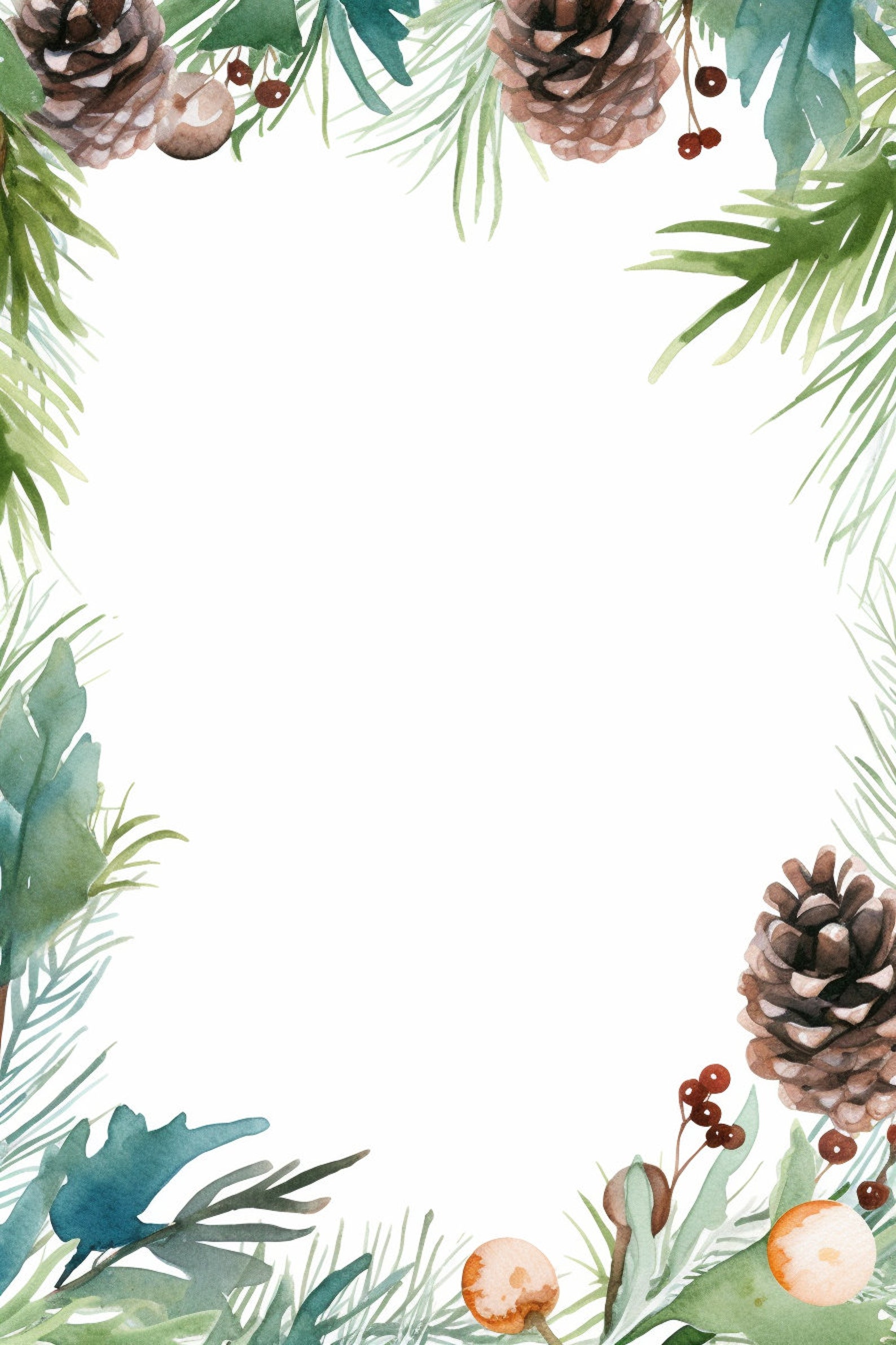 40 X Christmas Themed Borders & Edges Downloadable Papers - Watercolour ...