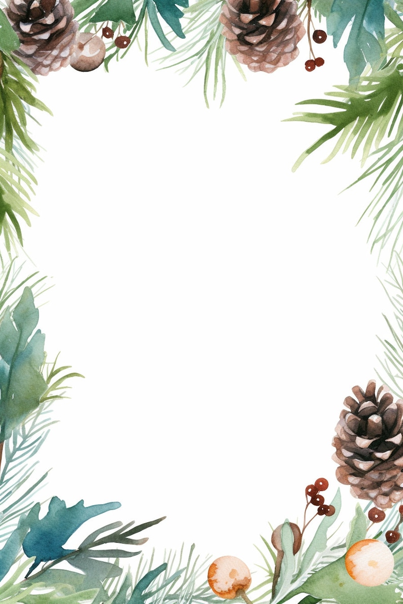 40 X Christmas Themed Borders & Edges Downloadable Papers - Watercolour ...