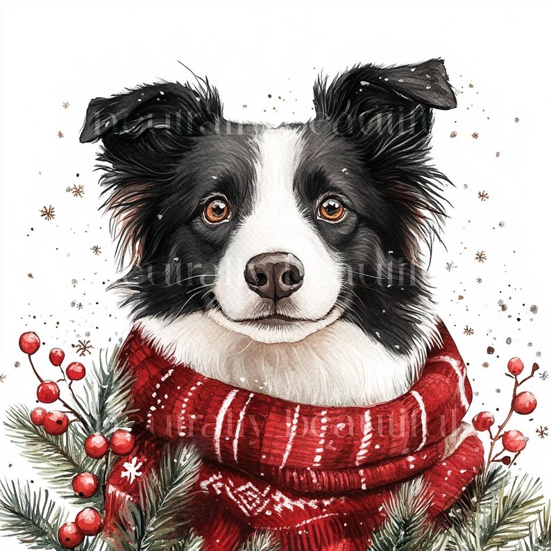 12 X Border Collie Dogs at Christmas Clipart Bundle - High Quality Jpgs ...