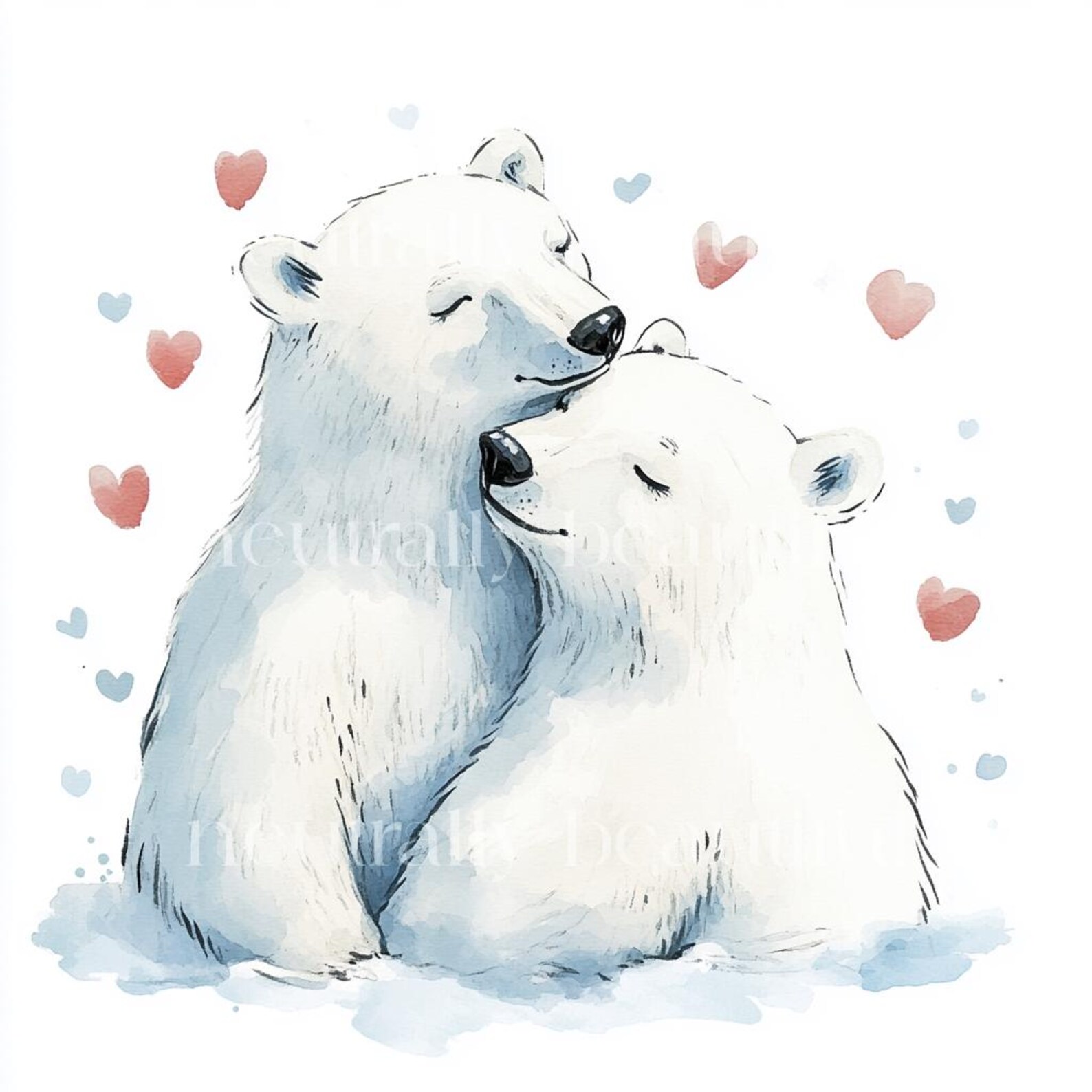 10 X Polar Bears & Hearts Clipart Bundle - High Quality Jpgs - Romantic ...