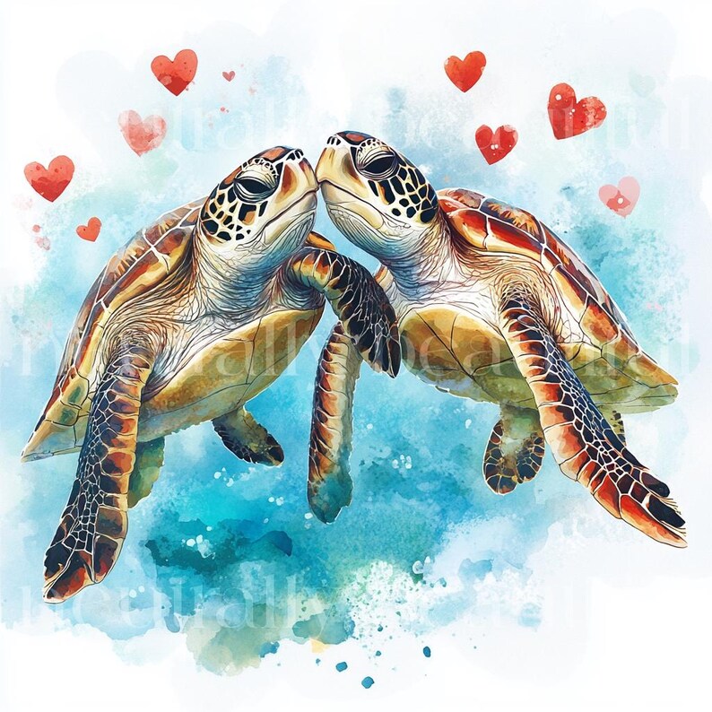 10 X Turtles & Hearts Clipart Bundle - High Quality Jpgs - Romantic ...