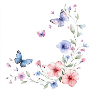 12 X Pretty Butterfly Corners & Edges Downloadable Clipart ...