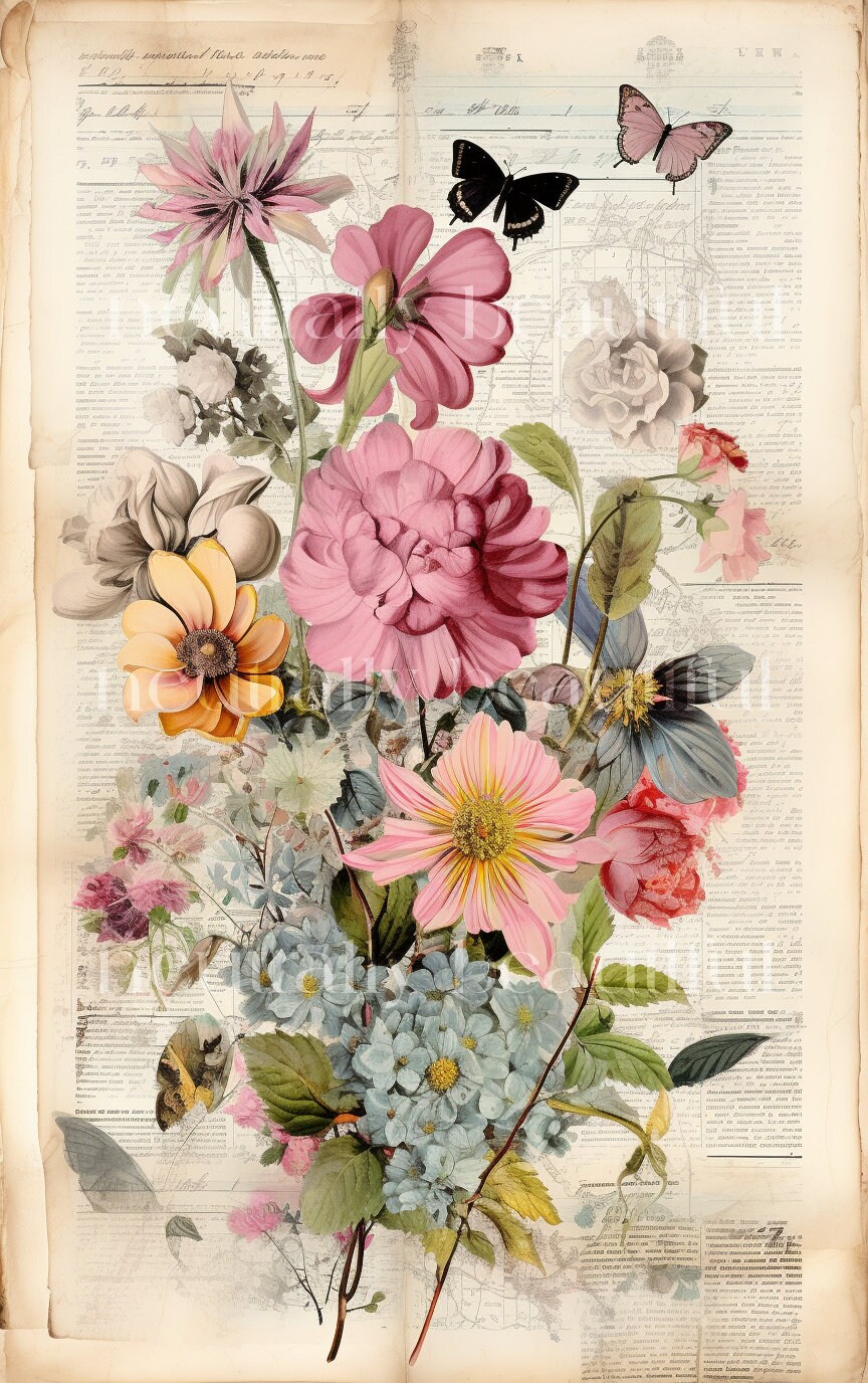 Scrapbooking Paper Elements - 10 Downloadable Jpgs - Printable Vintage ...