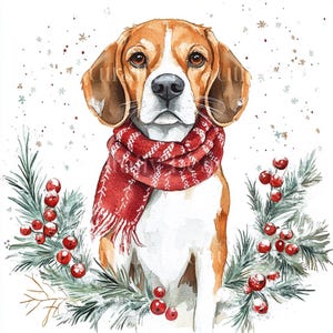 12 X Beagles at Christmas Clipart Bundle - High Quality Jpgs Festive ...