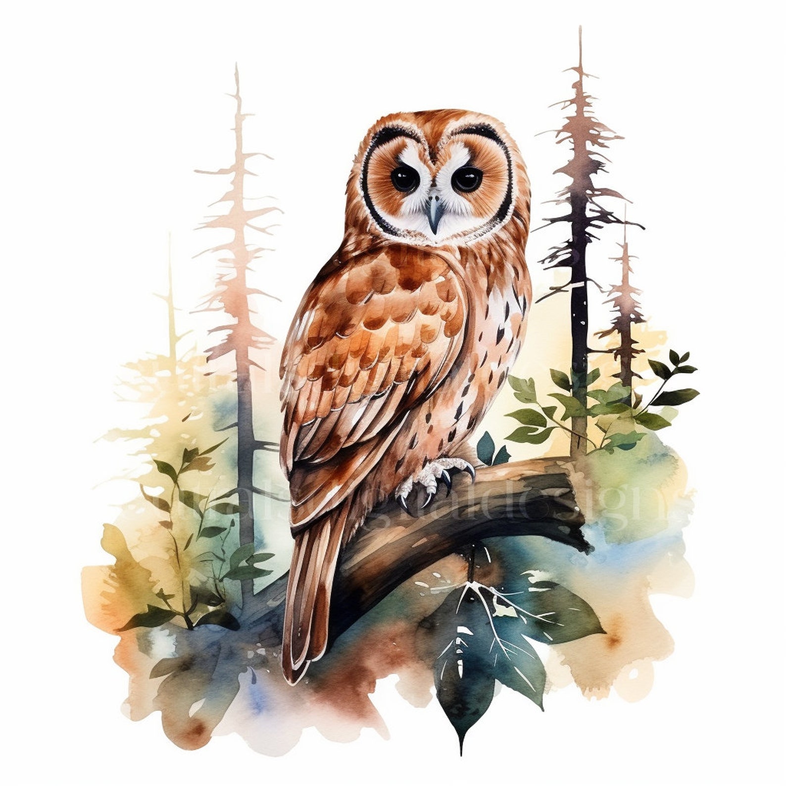 Woodland Owls Watercolour Clipart - 10 High Quality Downloadable Jpgs ...