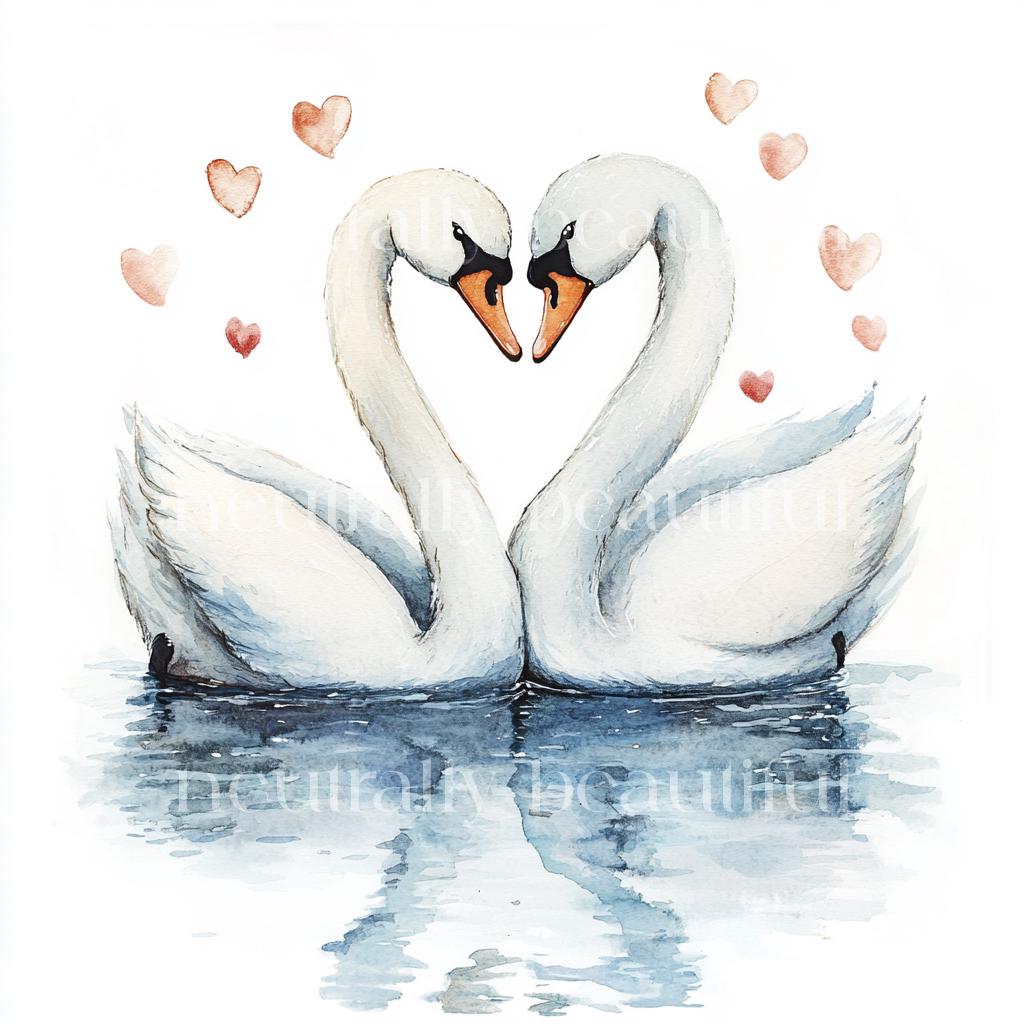 10 X Swans & Hearts Clipart Bundle - High Quality Jpgs - Romantic ...