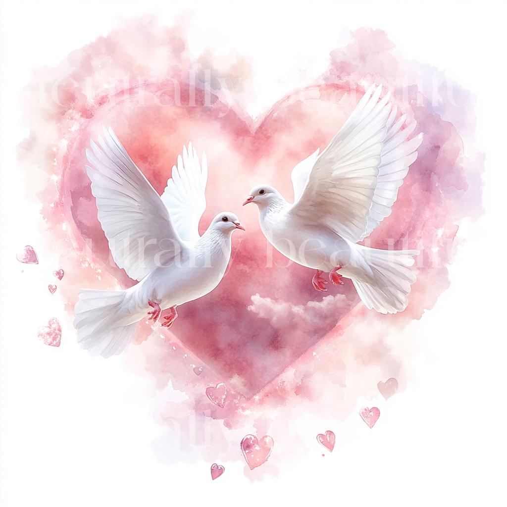 10 X Hearts & Doves Pink Clipart Bundle - High Quality Jpgs - Romantic ...
