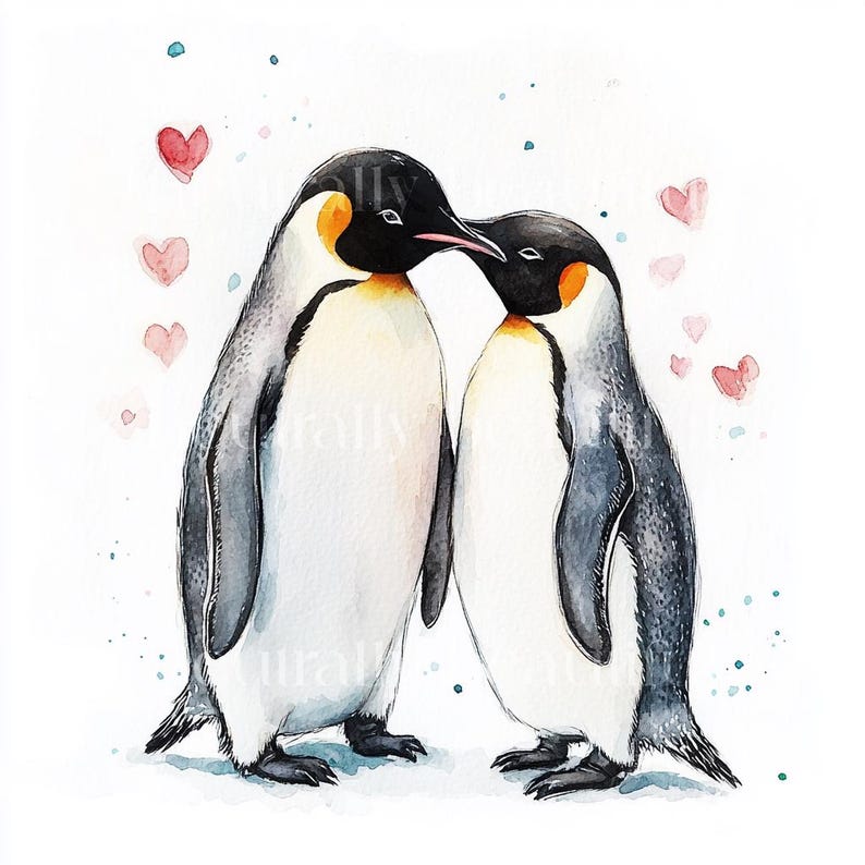 10 X Penguins & Hearts Clipart Bundle - High Quality Jpgs - Romantic ...
