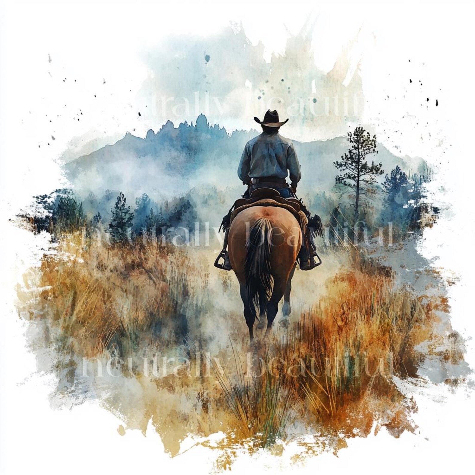 10 X Cowboy Scenery Clipart Bundle - High Quality Jpgs - Western Cowboy ...