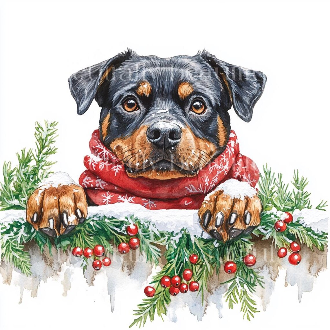 12 X Rottweilers at Christmas Clipart Bundle - High Quality Jpgs ...