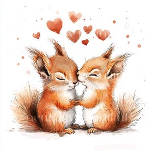 10 X Squirrels & Hearts Clipart Bundle - High Quality Jpgs - Romantic ...