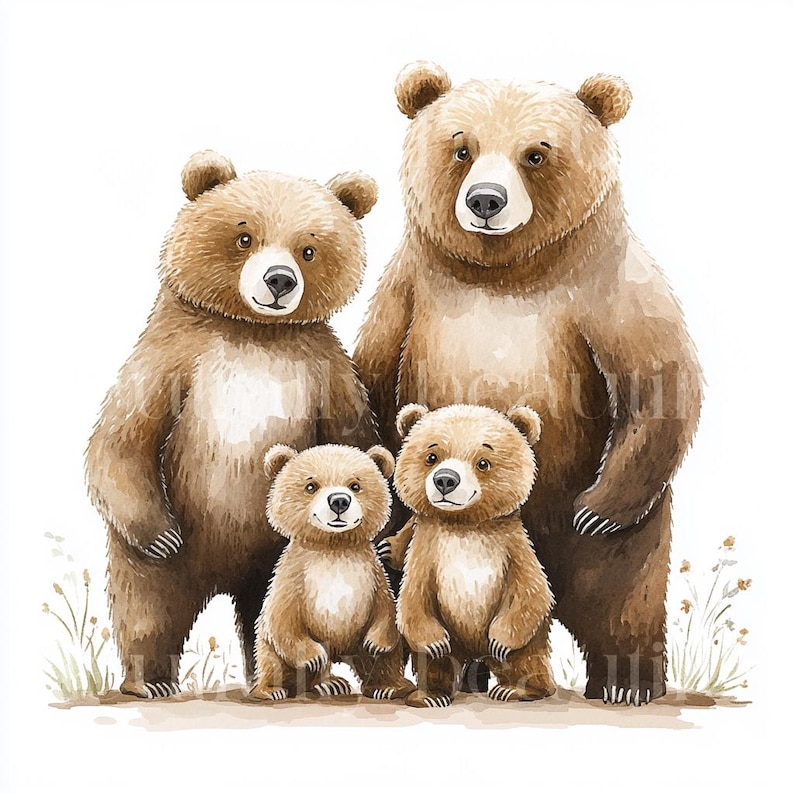 10 X Family of Brown Bears Clipart - High Quality JPG Bundle - Baby ...