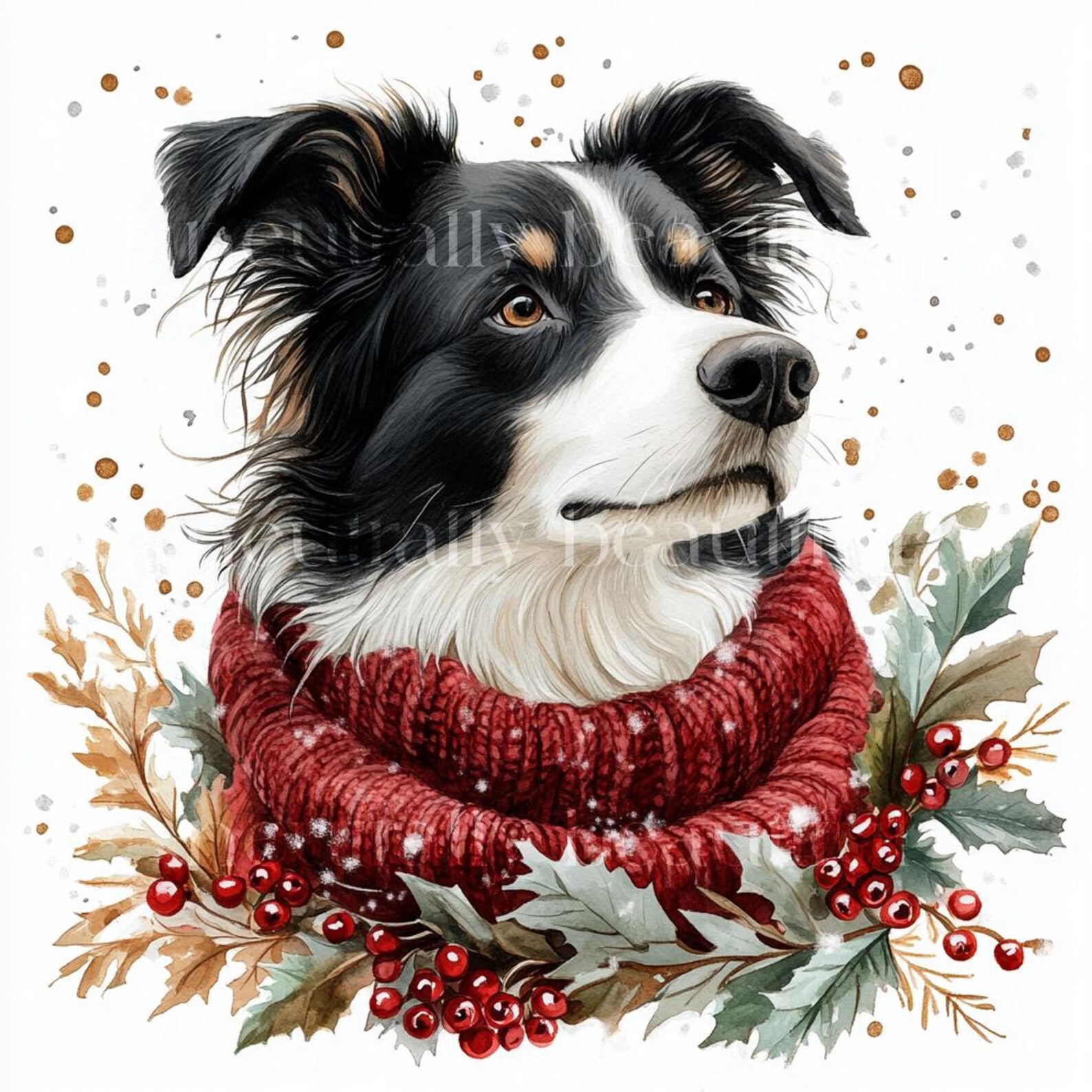 12 X Border Collie Dogs at Christmas Clipart Bundle - High Quality Jpgs ...