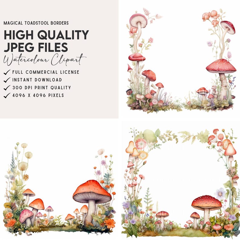 15 X Magical Toadstool Themed Borders & Edges Downloadable Clipart ...