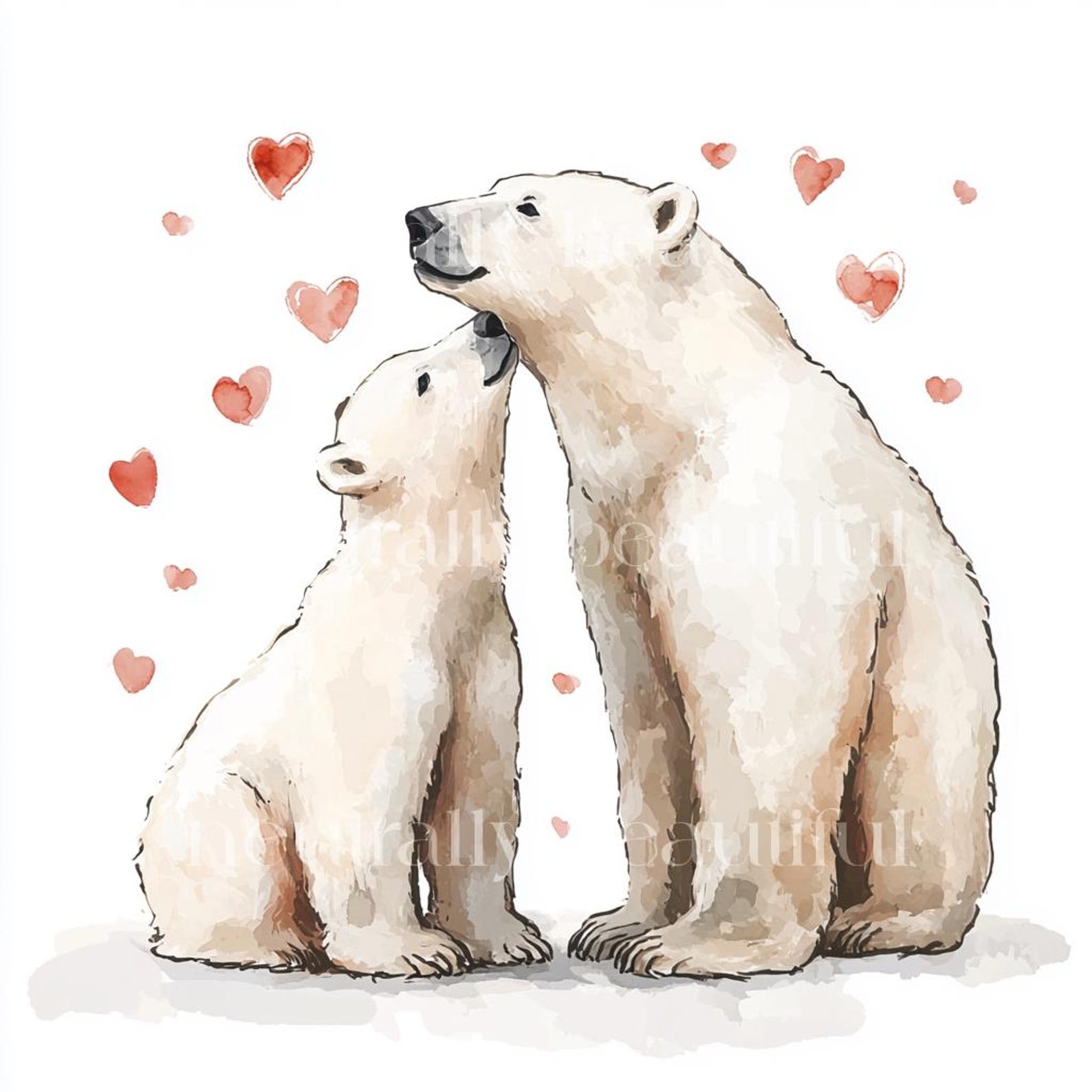 10 X Polar Bears & Hearts Clipart Bundle - High Quality Jpgs - Romantic ...