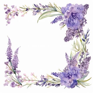 20 X Lavender Borders & Edges Downloadable Clipart - Floral Frame ...