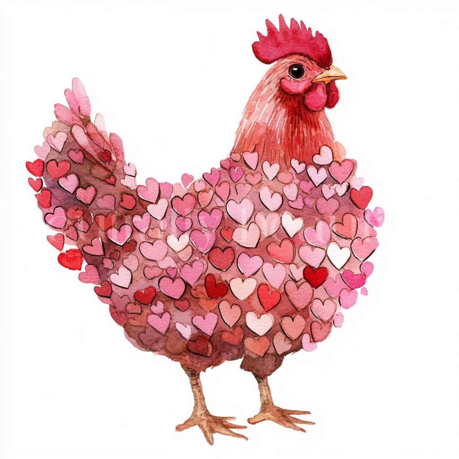 10 X Chickens & Hearts Clipart Bundle - High Quality Jpgs - Romantic ...