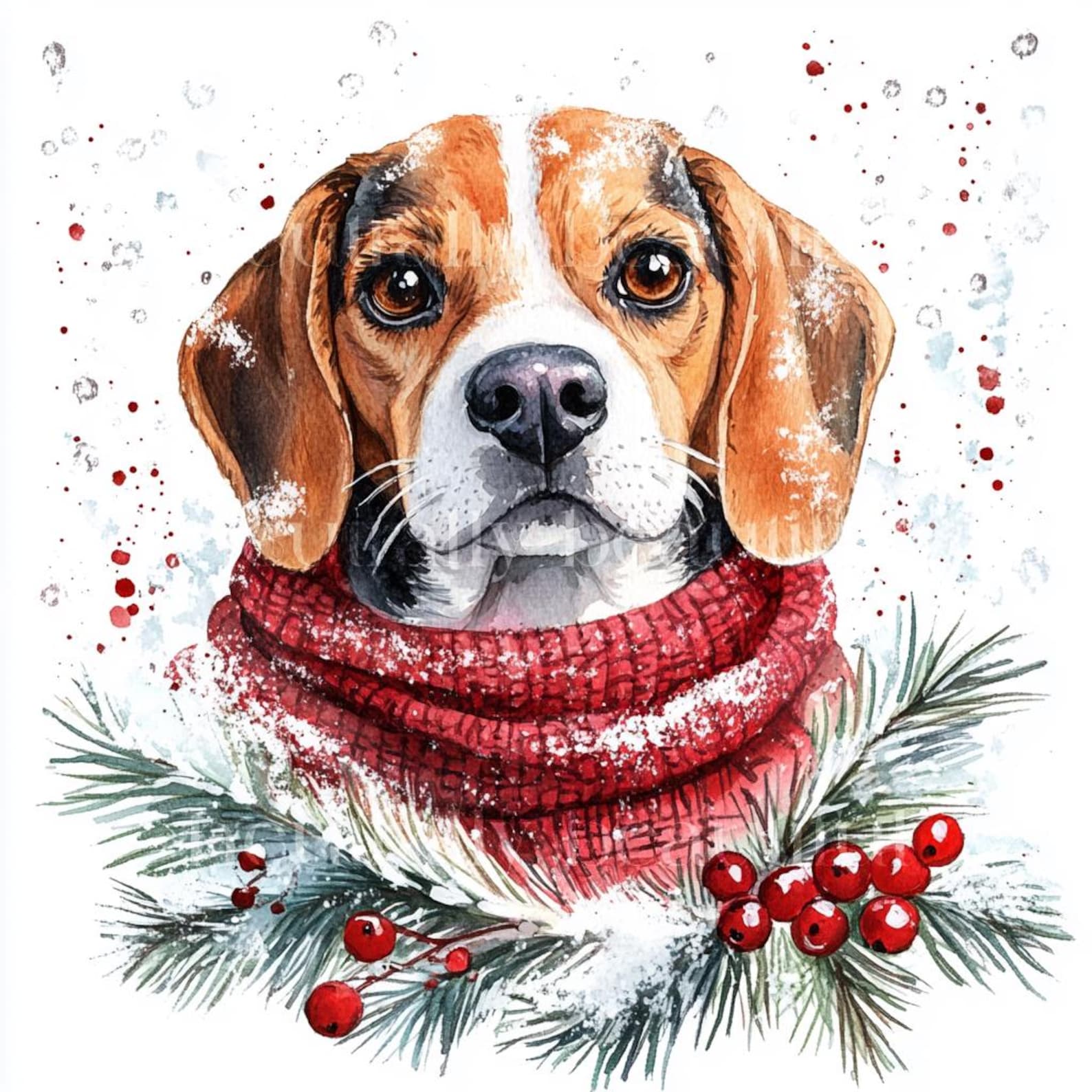 12 X Beagles at Christmas Clipart Bundle - High Quality Jpgs Festive ...