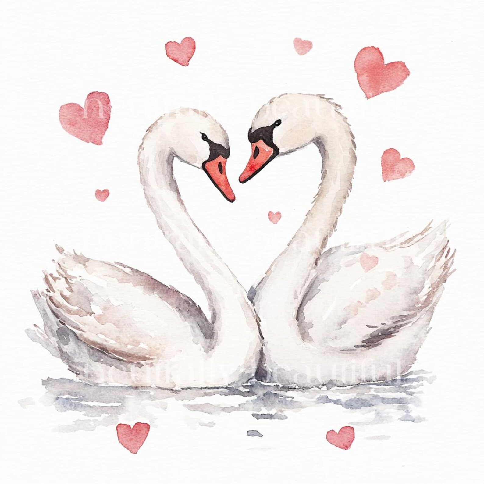10 X Swans & Hearts Clipart Bundle - High Quality Jpgs - Romantic ...