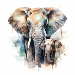 Elephant Watercolour Clipart - 14 High Quality Downloadable Jpgs ...