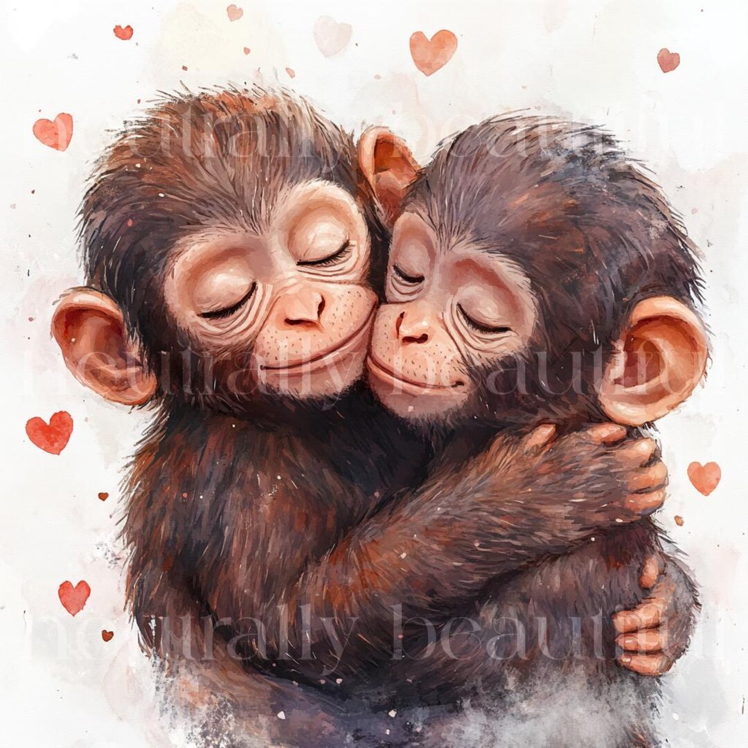 12 X Monkeys & Hearts Clipart Bundle - High Quality Jpgs - Romantic ...