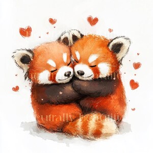 10 X Red Pandas & Hearts Clipart Bundle - High Quality Jpgs - Romantic ...