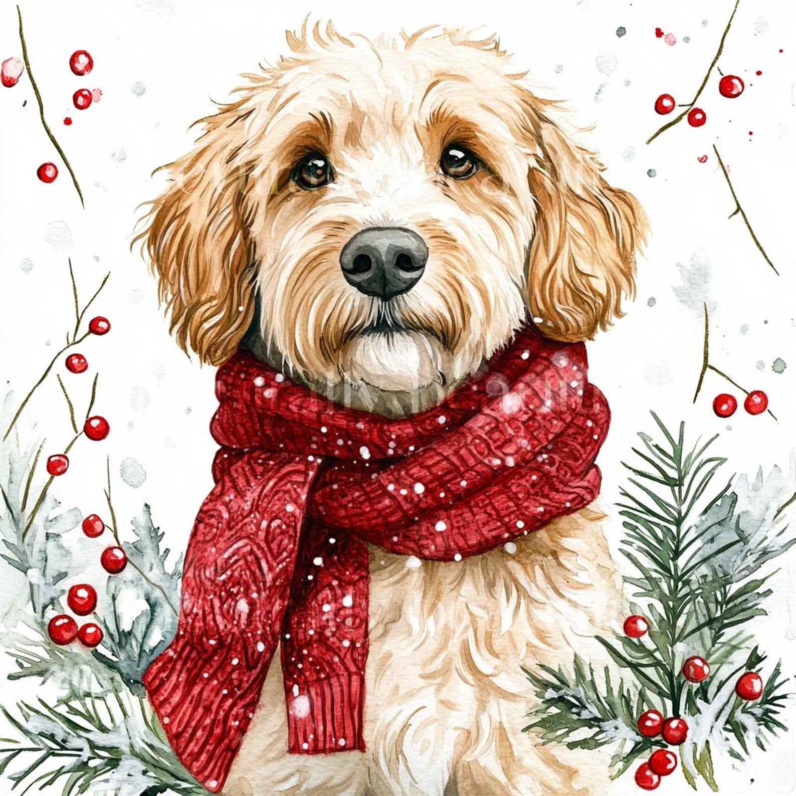 12 X Labradoodle Dogs at Christmas Clipart Bundle - High Quality Jpgs ...