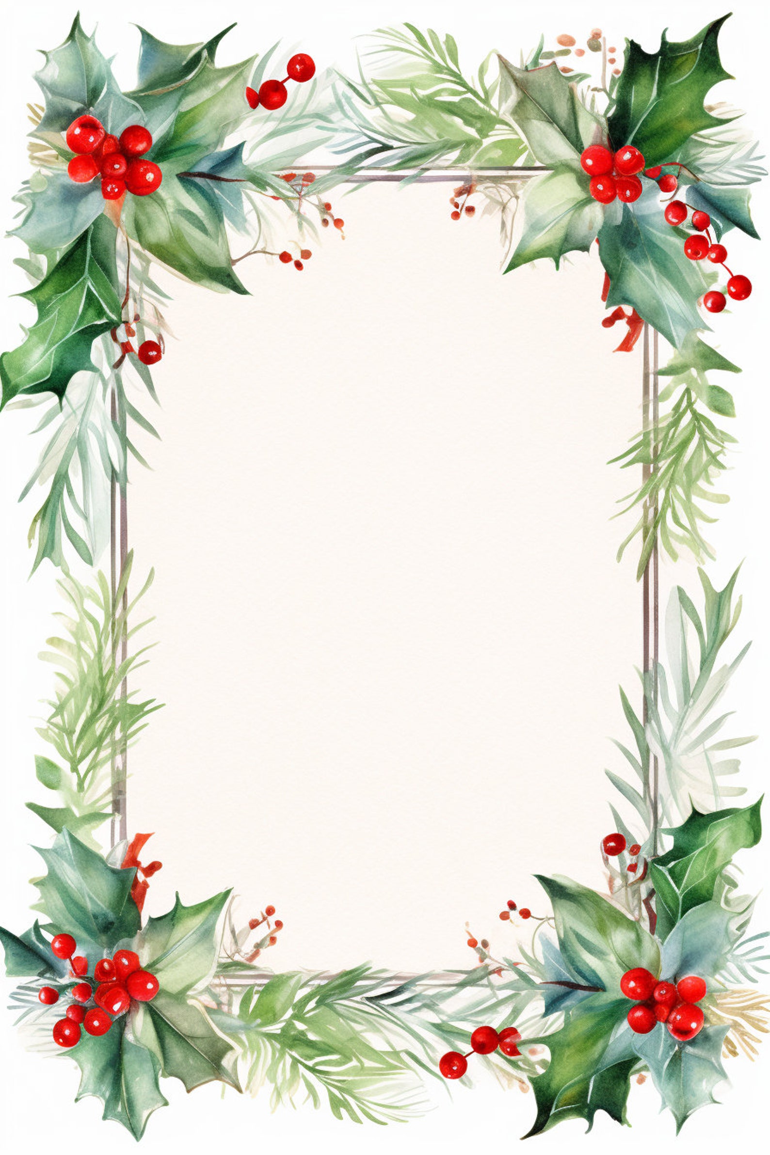 40 X Christmas Themed Borders & Edges Downloadable Papers - Watercolour ...