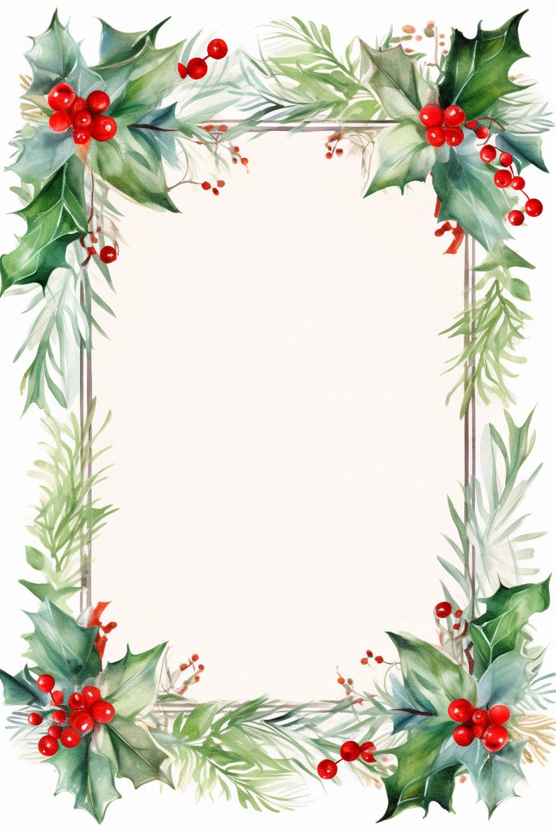 40 X Christmas Themed Borders & Edges Downloadable Papers - Watercolour ...