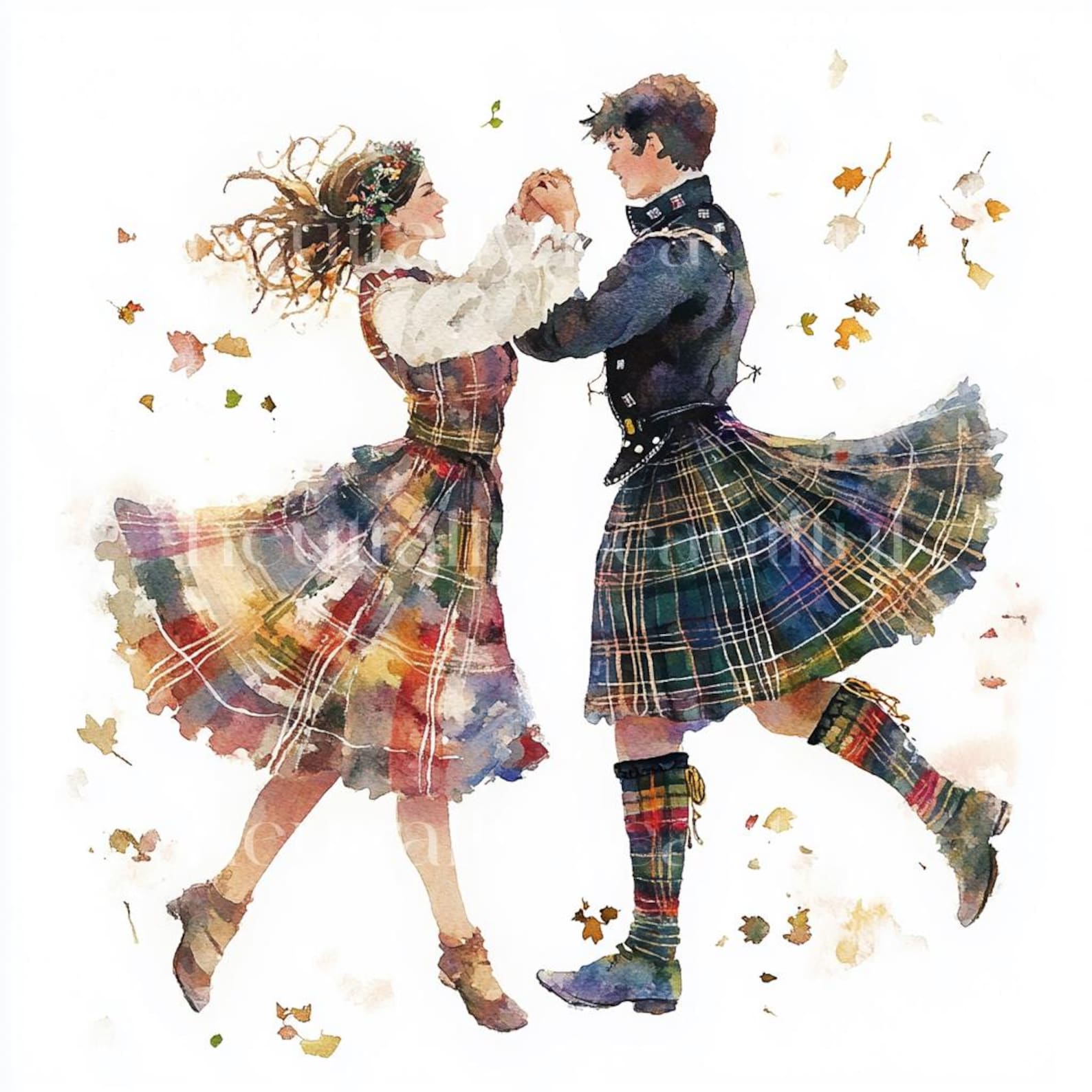 10 X Highland Dancers Clipart Bundle - High Quality Jpgs - New Year's ...