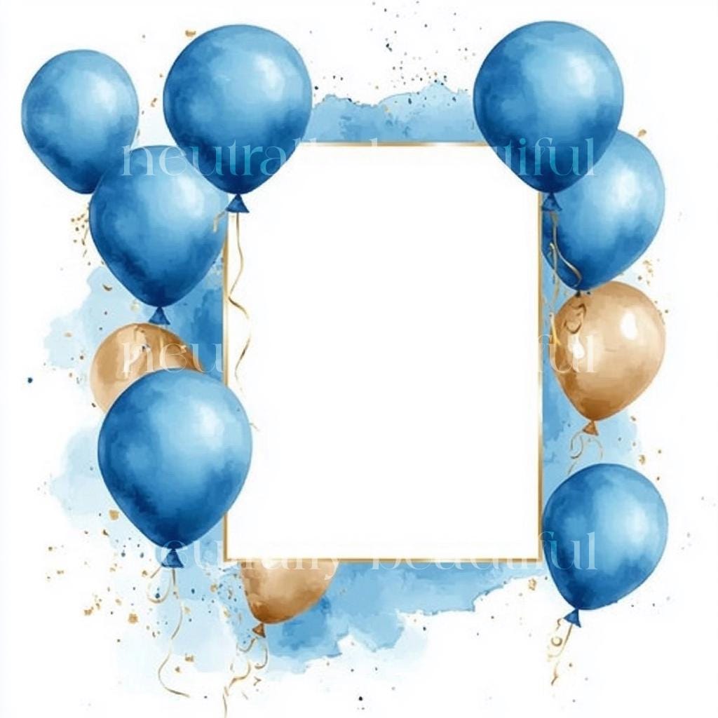 15 X Blue Birthday Balloon Frames Clipart Bundle - High Quality Jpgs ...