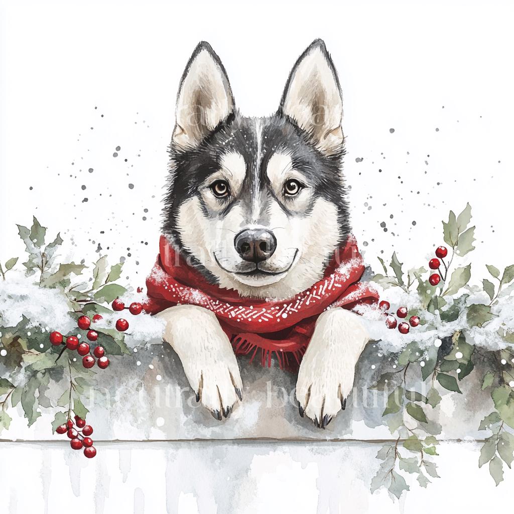 12 X Husky Dogs at Christmas Clipart Bundle - High Quality Jpgs Festive ...