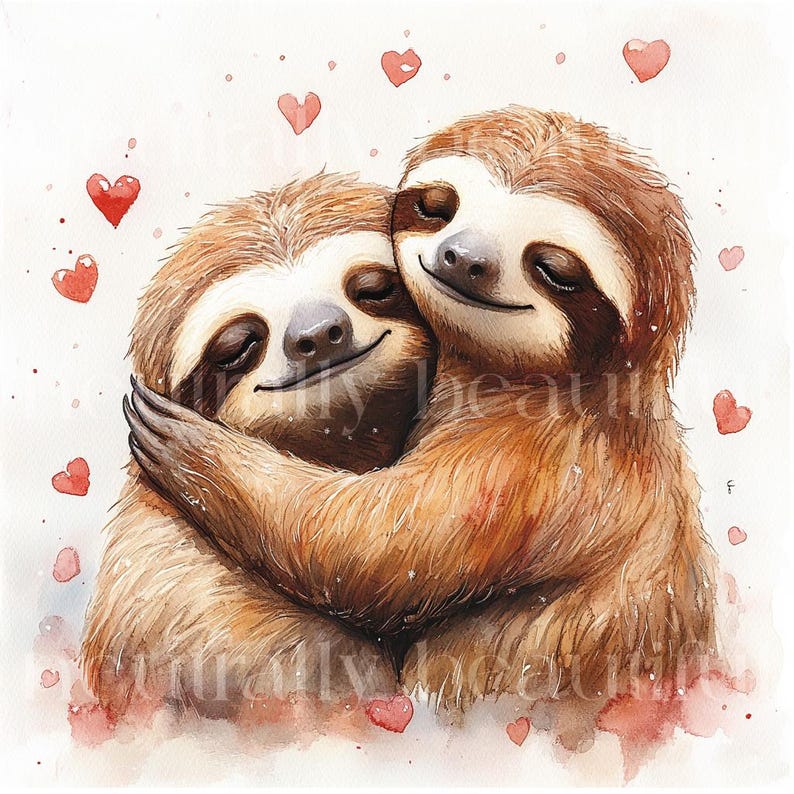10 X Sloths & Hearts Clipart Bundle - High Quality Jpgs - Romantic ...