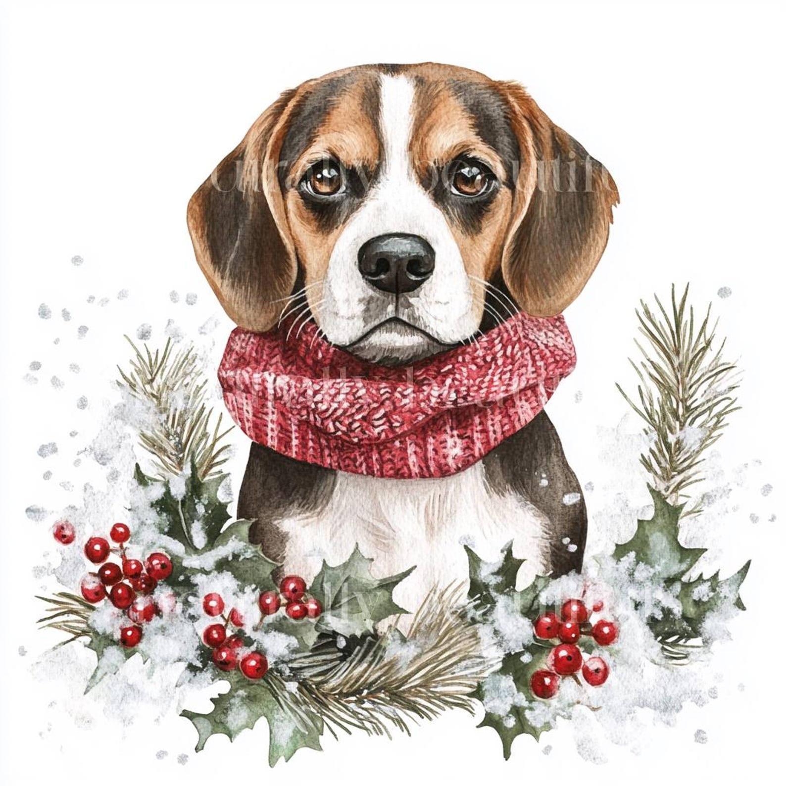 12 X Beagles at Christmas Clipart Bundle - High Quality Jpgs Festive ...